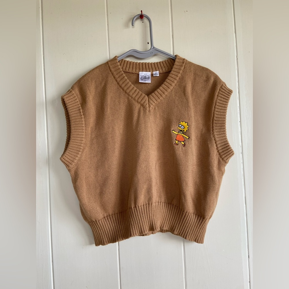 Lisa Simpson Camel Knit Cropped Sweater Vest - Gem